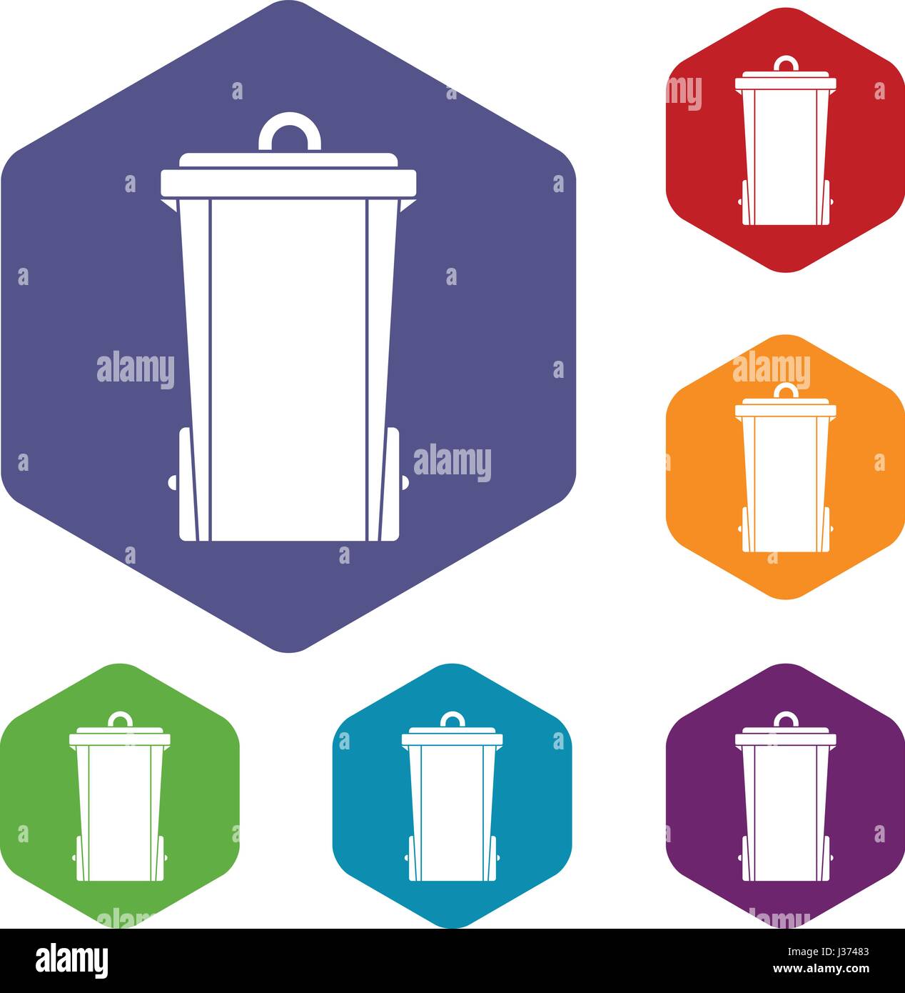 Garbage bin icons set hexagon Stock Vector Image & Art - Alamy