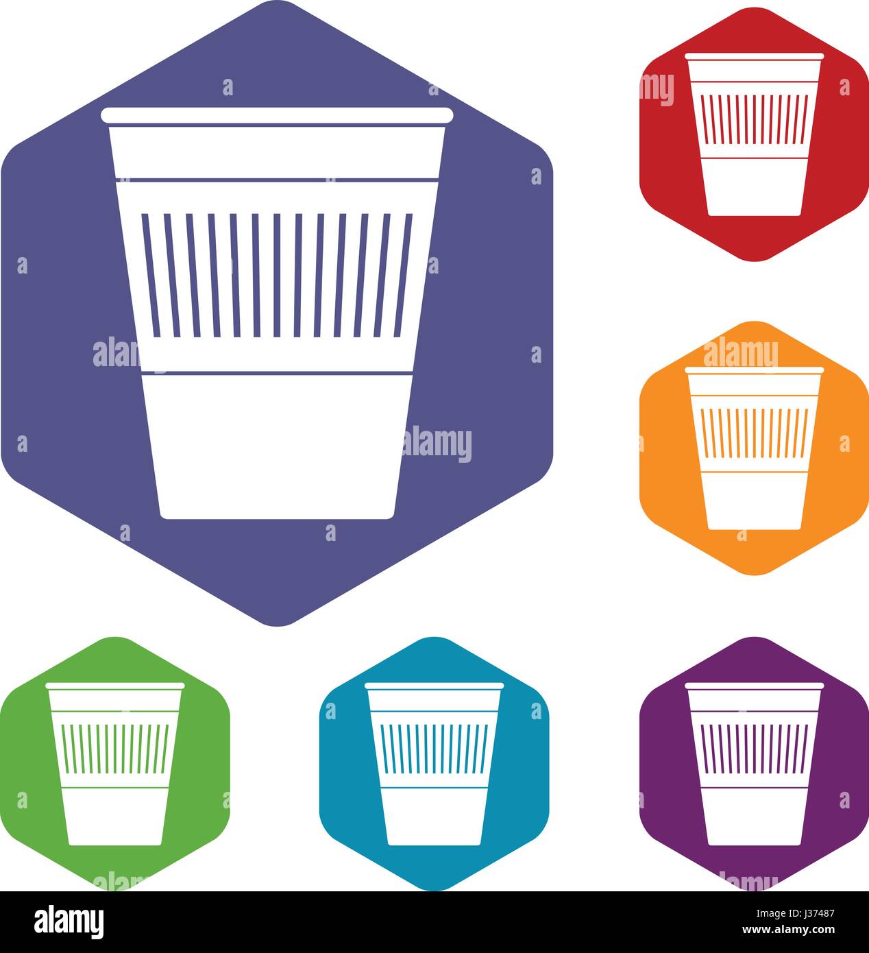 Plastic office waste bin icons set hexagon Stock Vector Image & Art - Alamy