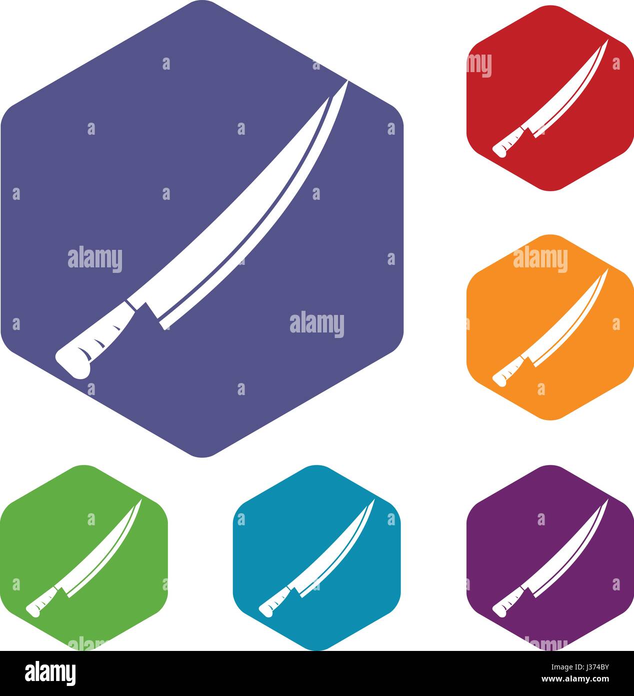 Long knife icons set hexagon Stock Vector Image & Art - Alamy