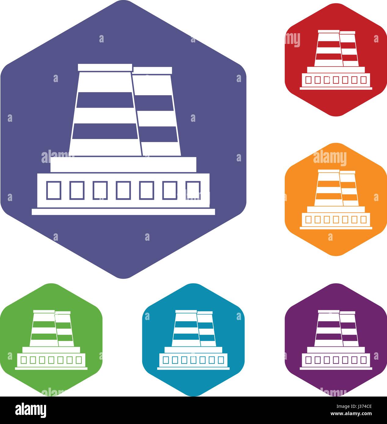 Manufacturing plant icons set hexagon Stock Vector Image & Art - Alamy