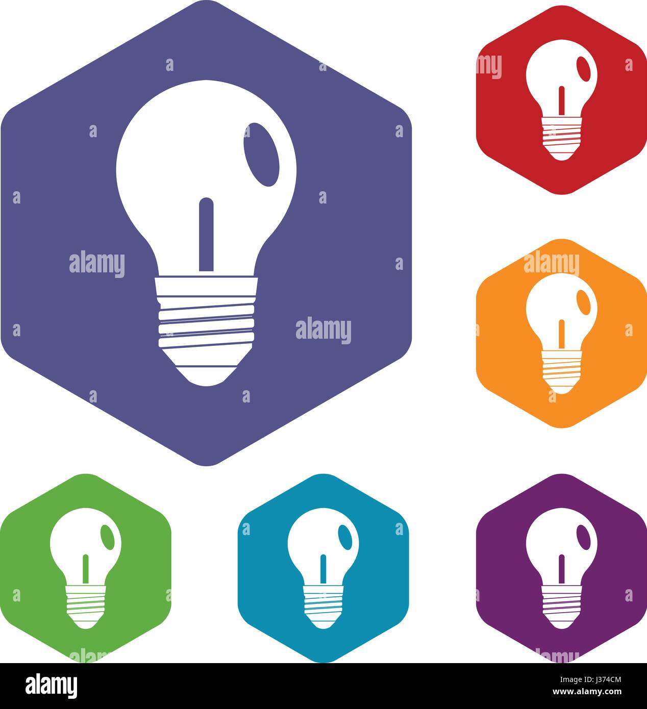 Light bulb icons set hexagon Stock Vector Image & Art - Alamy