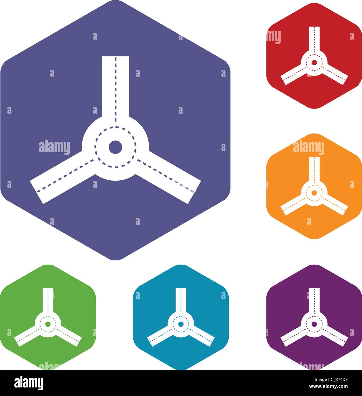 Roundabout icons set hexagon Stock Vector Image & Art - Alamy