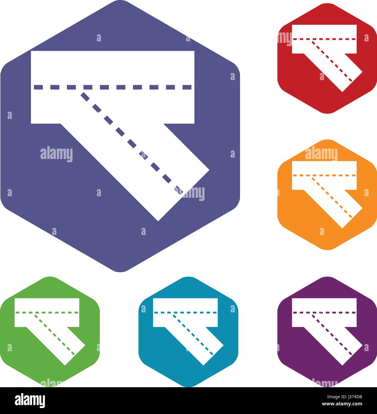 Turn road icons set hexagon Stock Vector Image & Art - Alamy