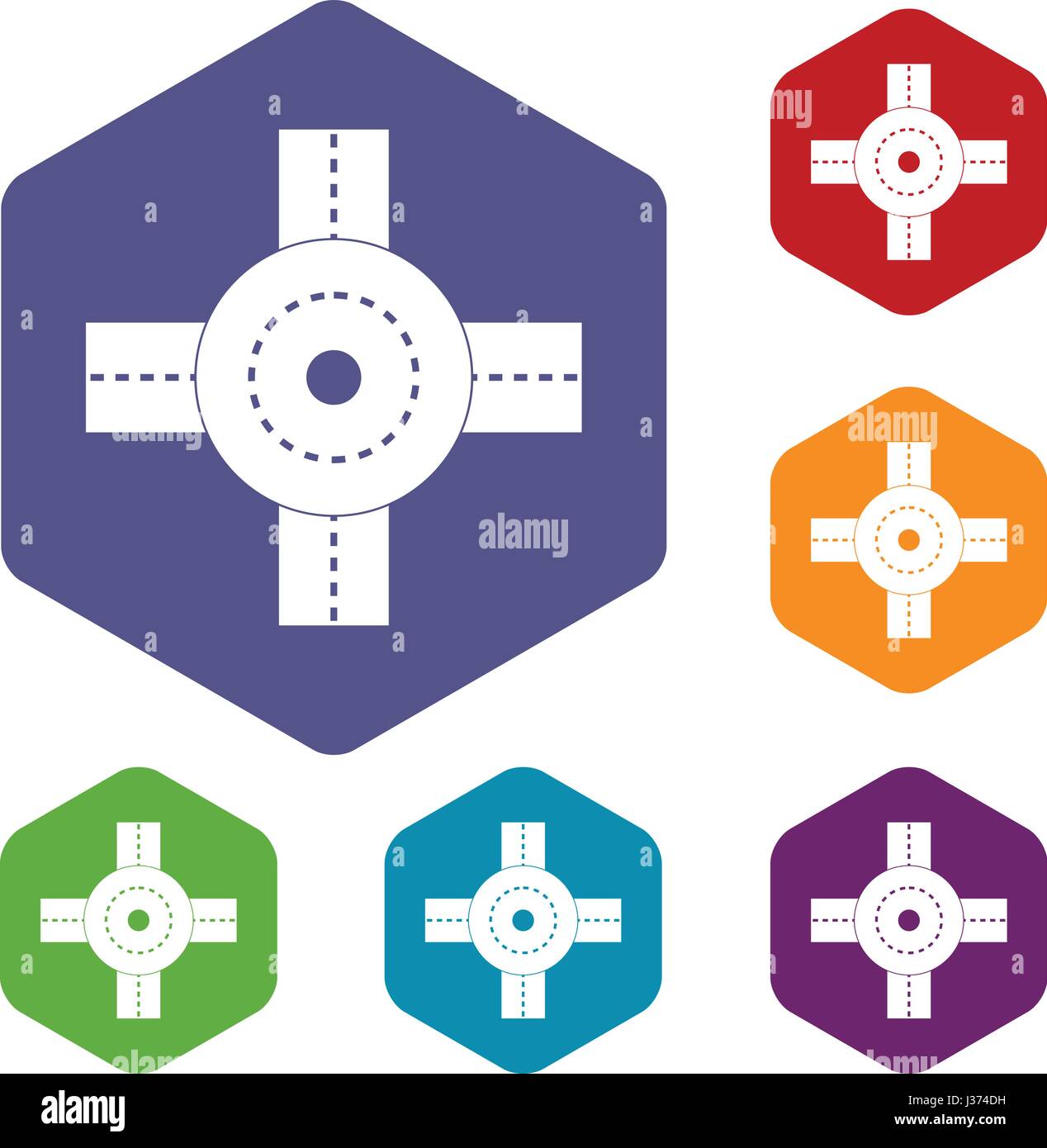 Big road junction icons set hexagon Stock Vector Image & Art - Alamy