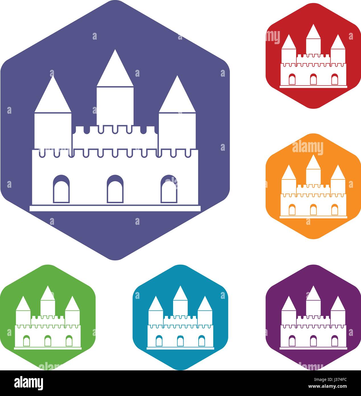 Castle tower icons set hexagon Stock Vector Image & Art - Alamy