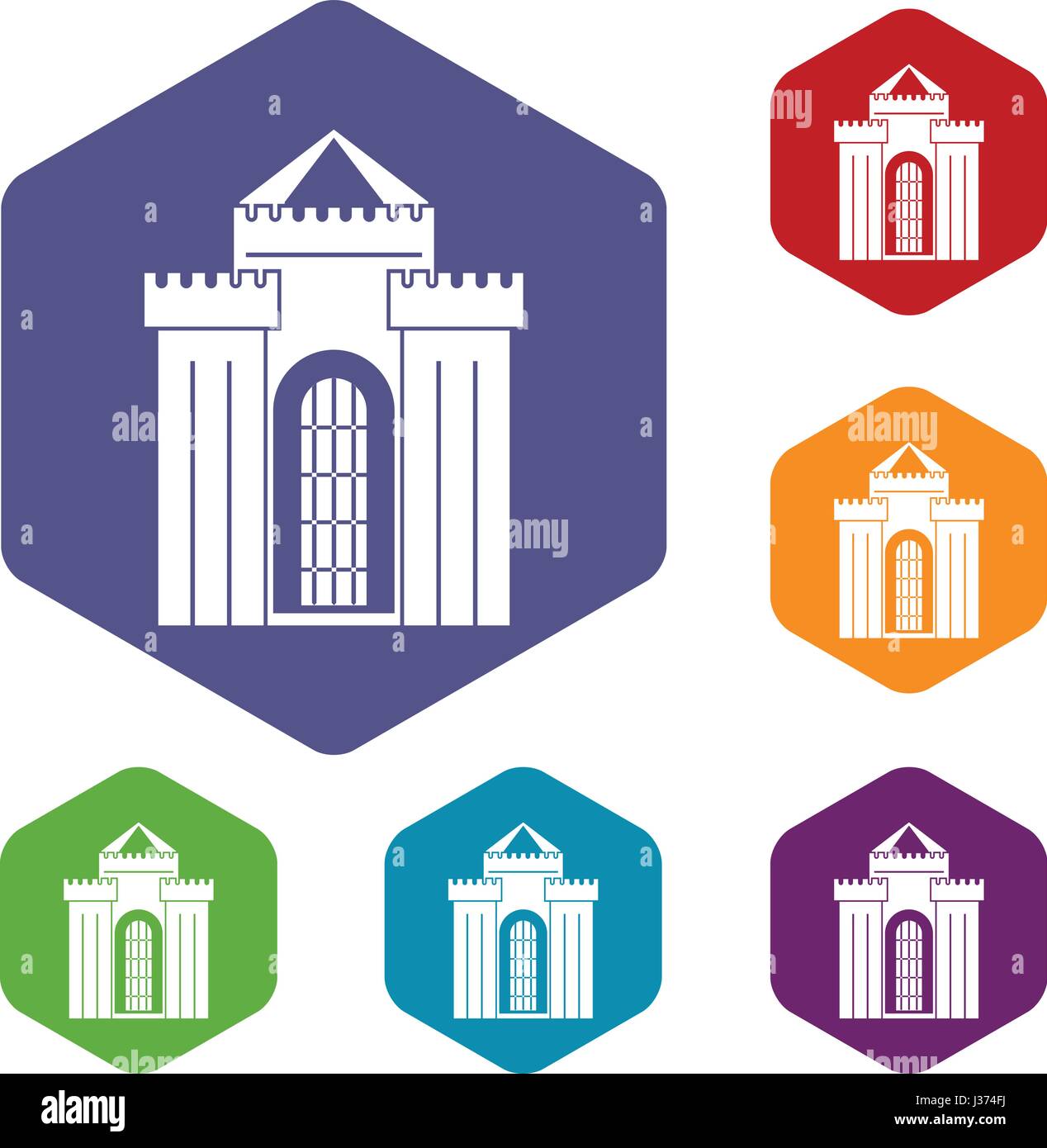 Medieval palace icons set hexagon Stock Vector Image & Art - Alamy