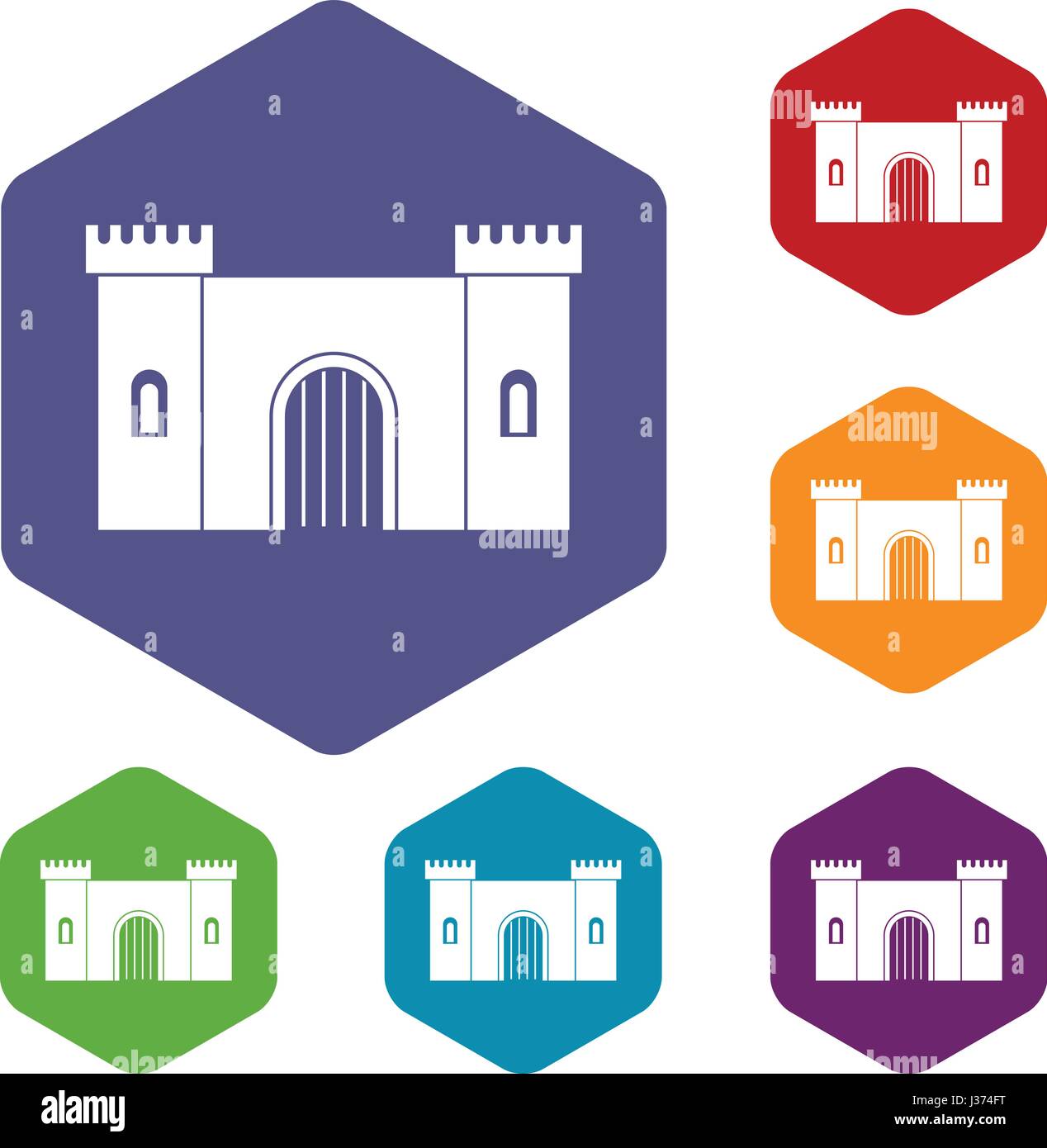 Fortress with gate icons set hexagon Stock Vector Image & Art - Alamy