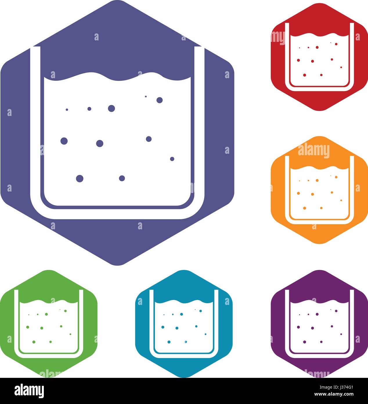 Beaker filled with liquid icons set hexagon Stock Vector Image & Art ...