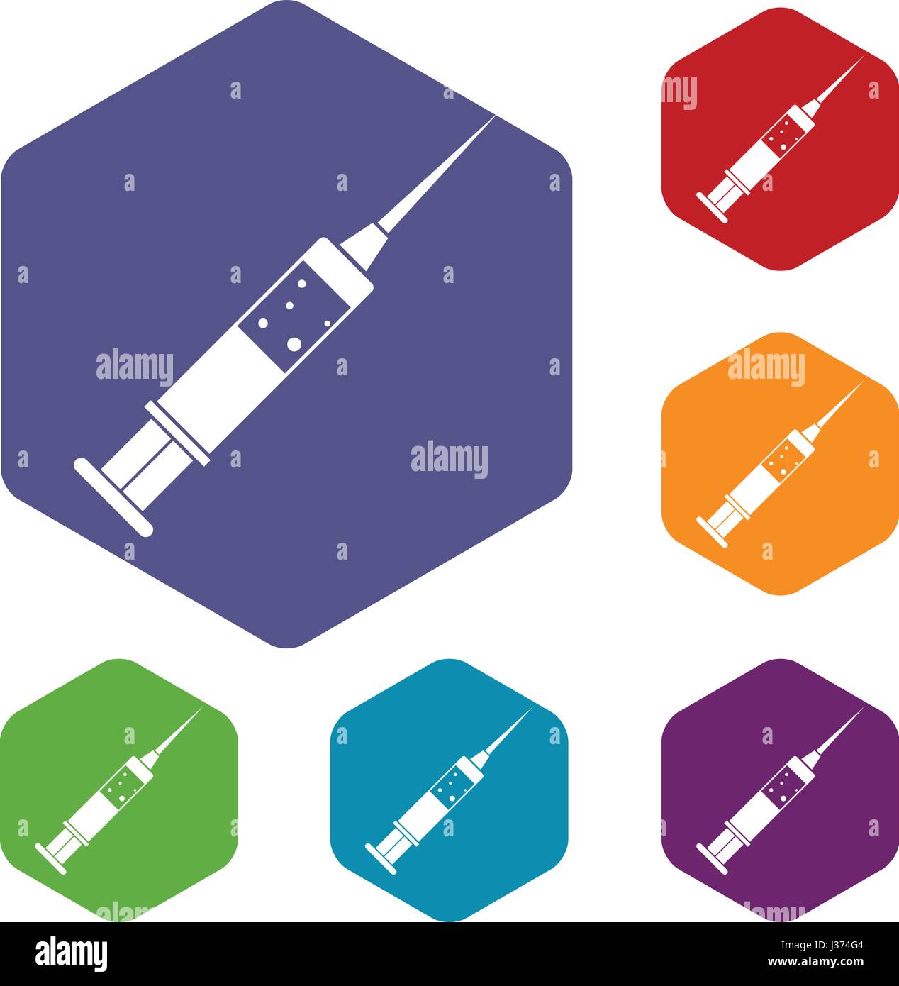 Injection syringe icons set hexagon Stock Vector Image & Art - Alamy