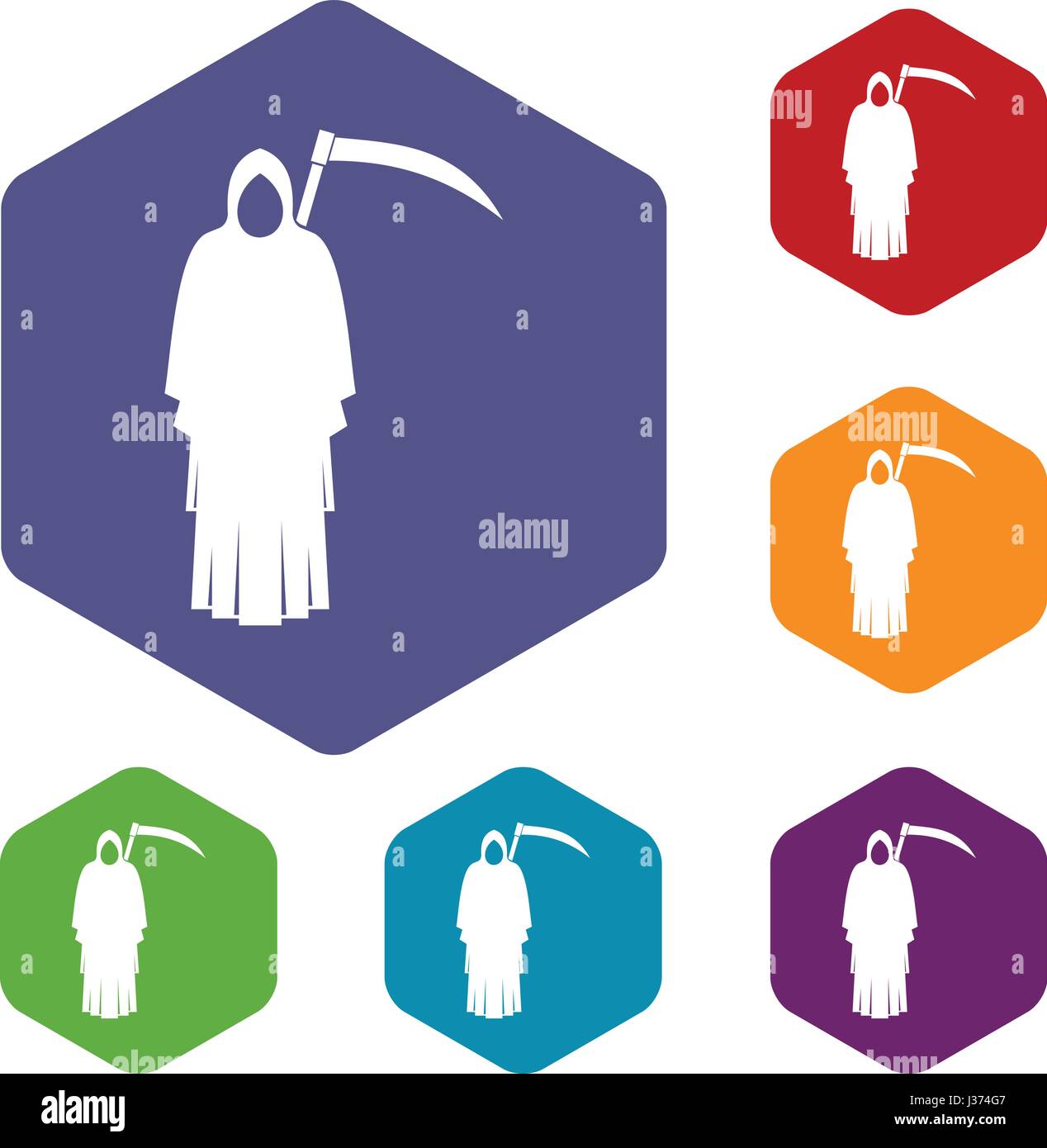 Death with scythe icons set hexagon Stock Vector Image & Art - Alamy
