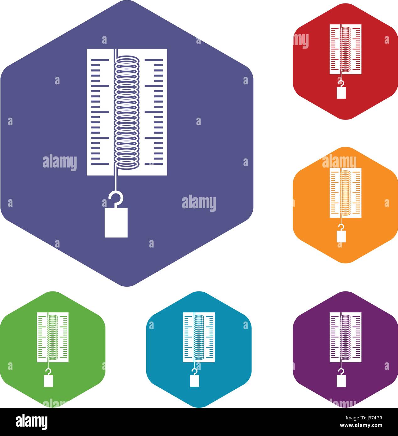 Physics dynamometer for laboratory work icons set Stock Vector Image ...