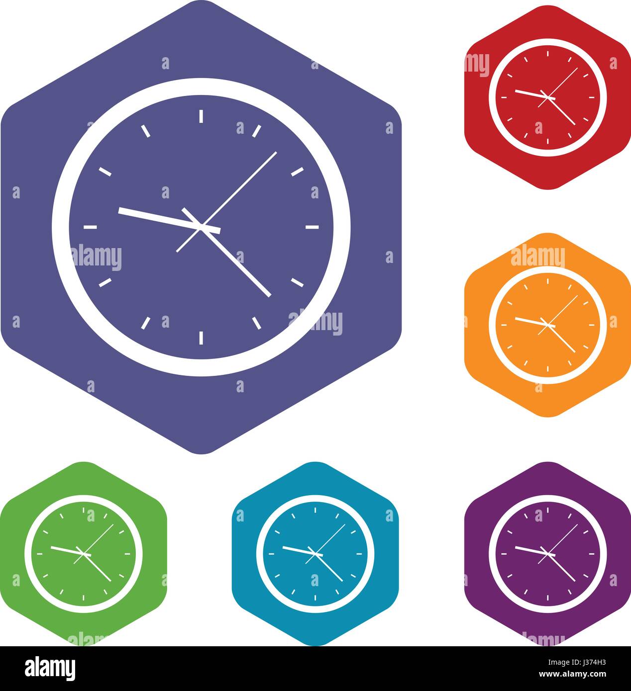 Wall clock icons set hexagon Stock Vector Image & Art - Alamy