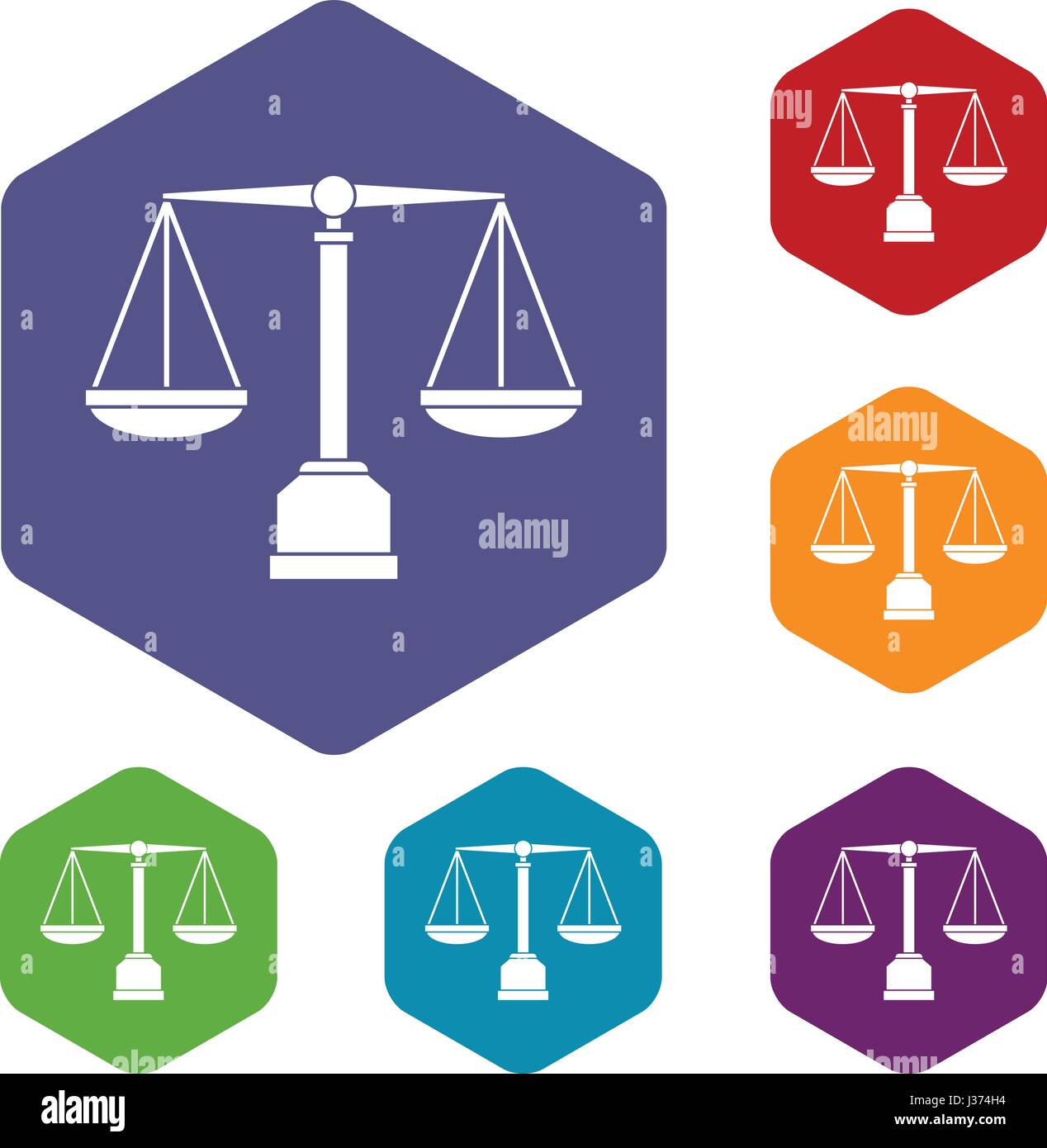 Justice scale icons set hexagon Stock Vector Image & Art - Alamy
