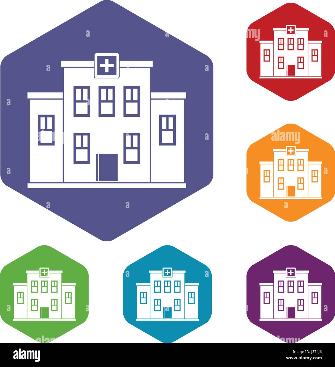 City hospital building icons set hexagon Stock Vector Image & Art - Alamy