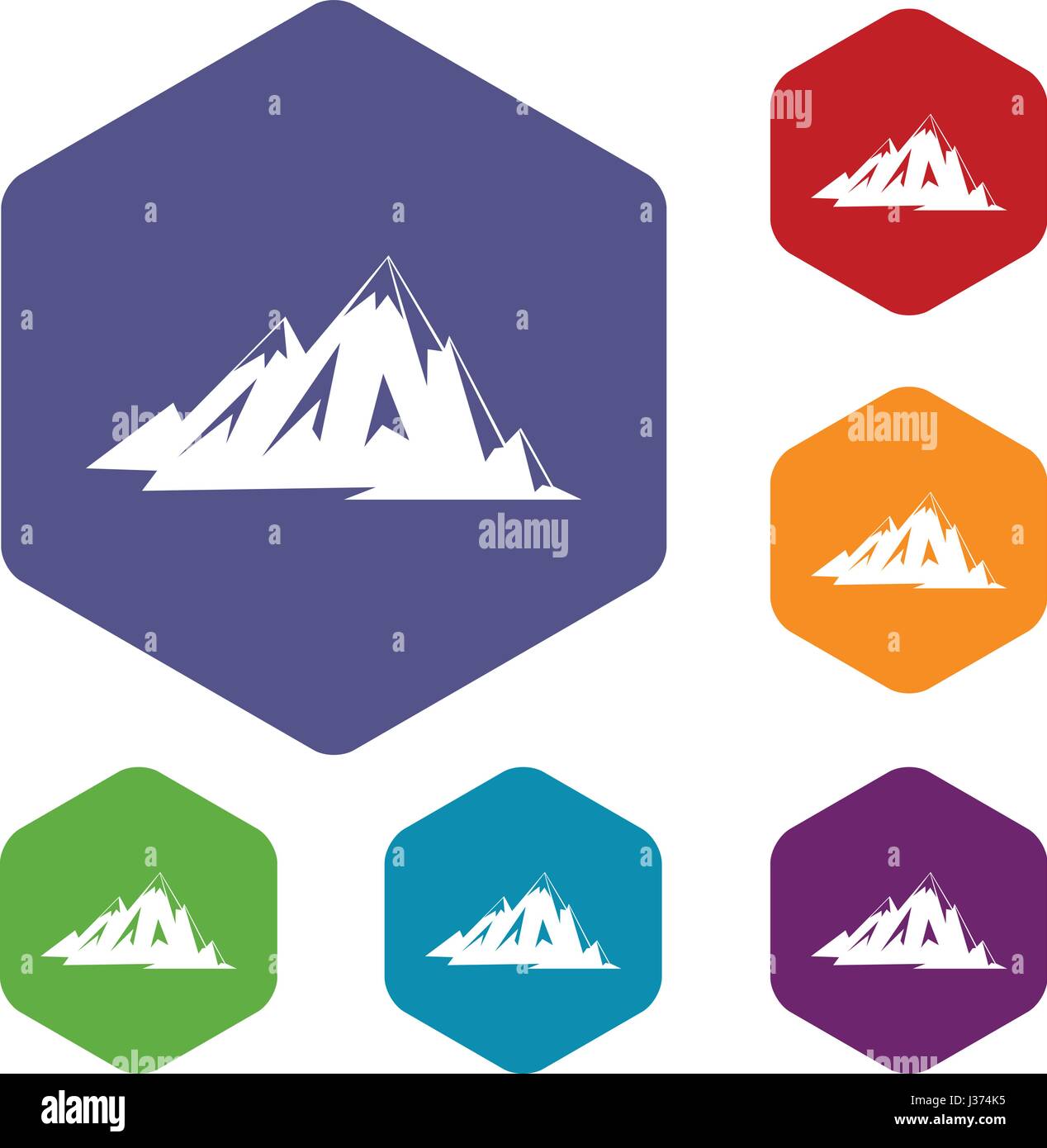 Canadian mountains icons set hexagon Stock Vector Image & Art - Alamy