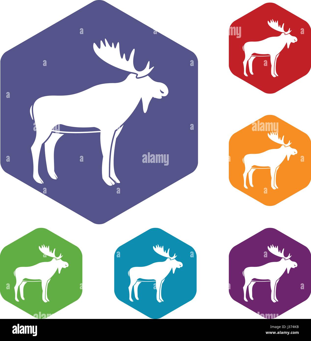 Deer icons set hexagon Stock Vector Image & Art - Alamy