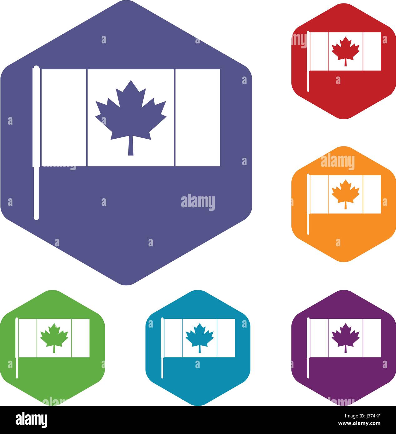 Canada flag with flagpole icons set hexagon Stock Vector Image & Art ...
