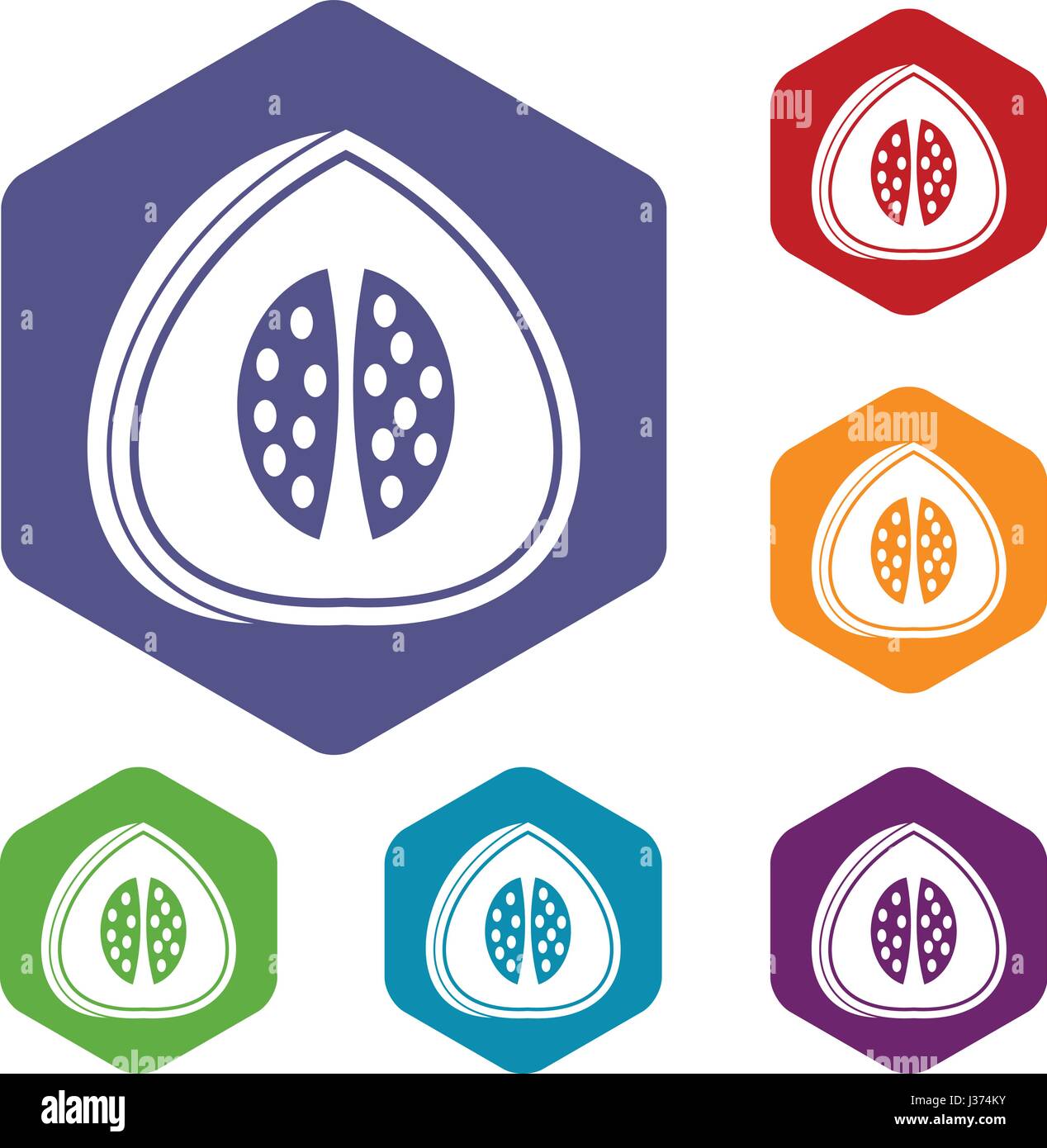 Watermelon icons set hexagon Stock Vector Image & Art - Alamy