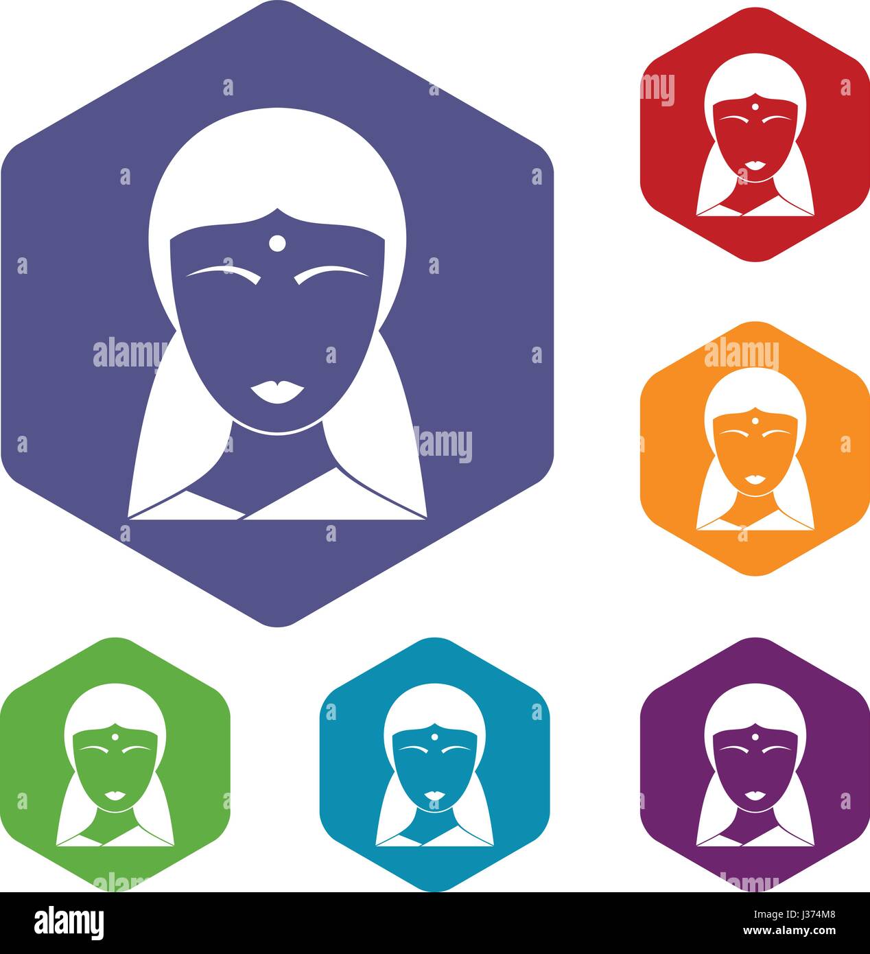 Indian woman icons set hexagon Stock Vector Image & Art - Alamy