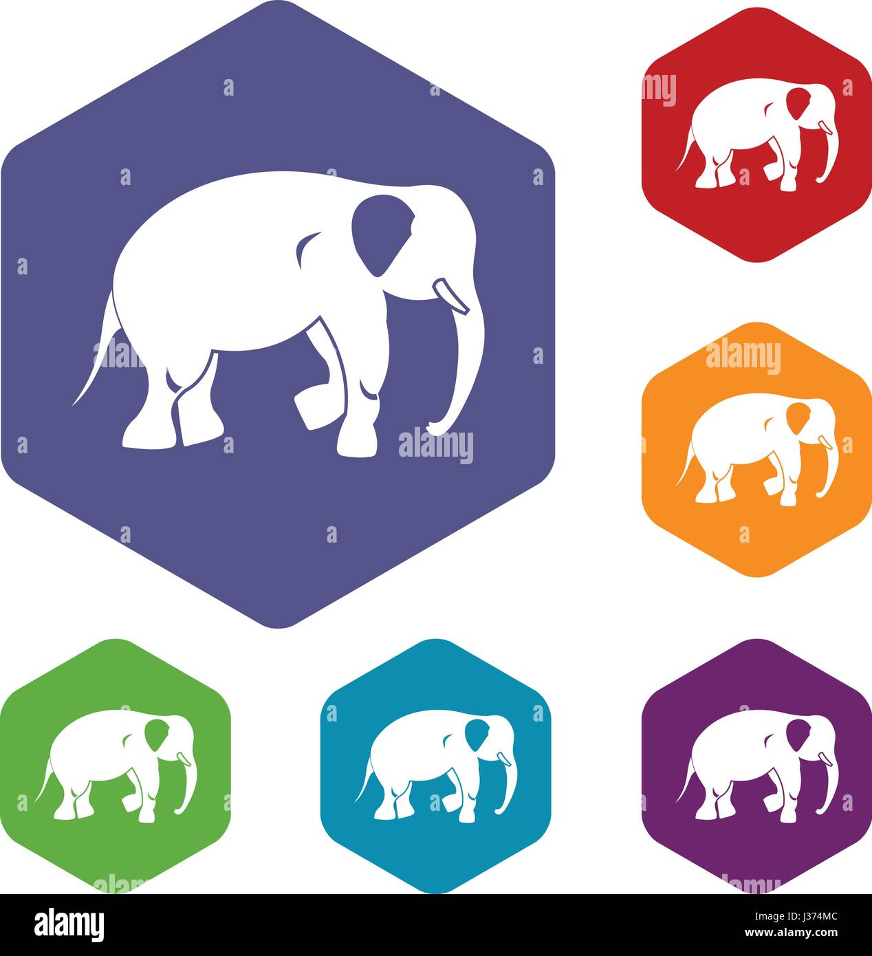 Elephant icons set hexagon Stock Vector Image & Art - Alamy