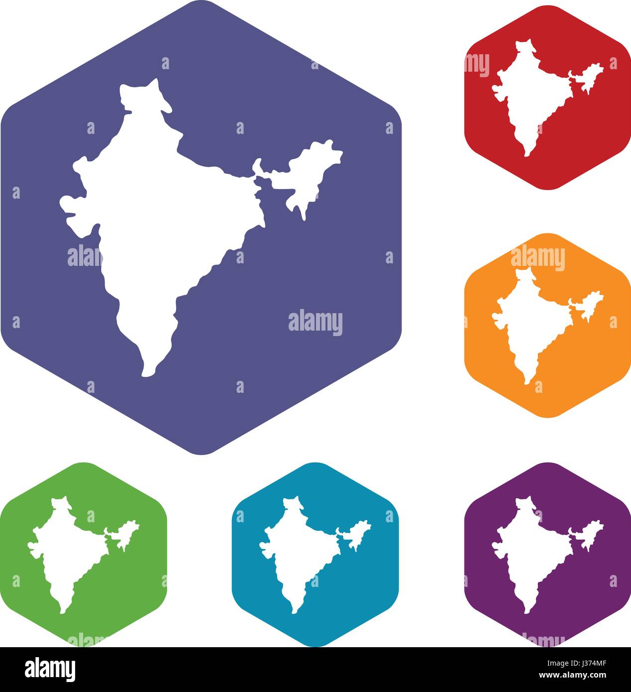 Indian map icons set hexagon Stock Vector Image & Art - Alamy