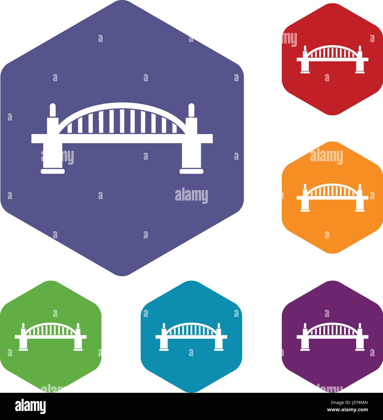 Bridge icons set hexagon Stock Vector Image & Art - Alamy