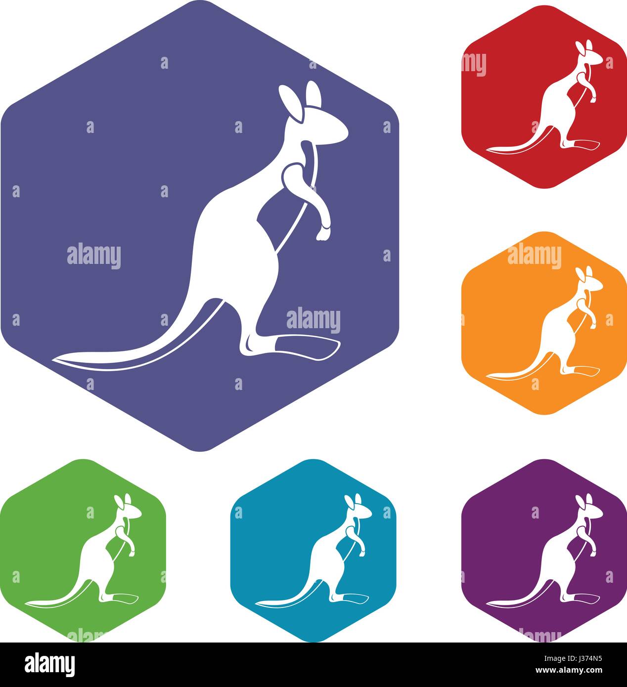 Kangaroo icons set hexagon Stock Vector Image & Art - Alamy