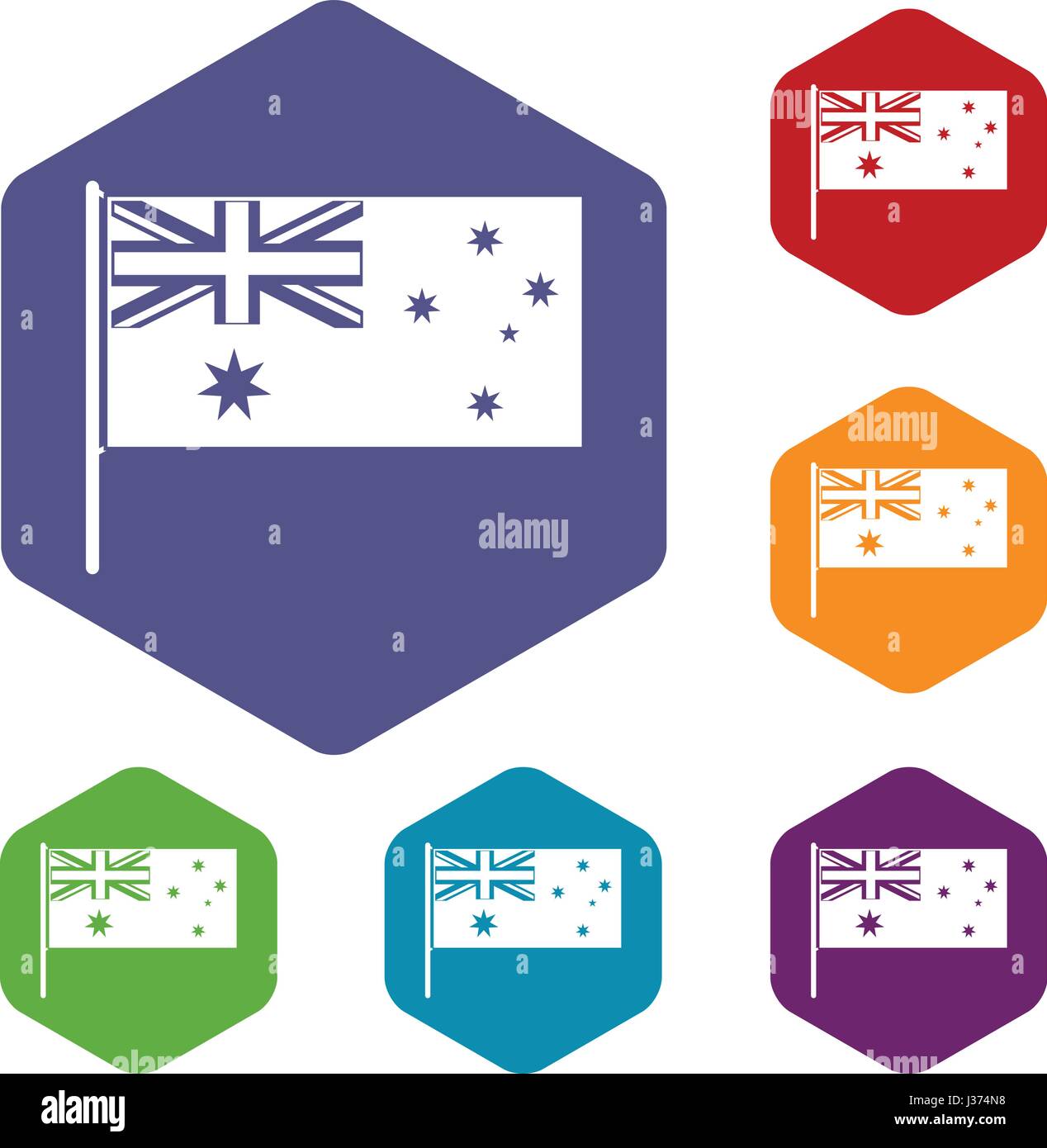 Australian flag icons set hexagon Stock Vector Image & Art - Alamy