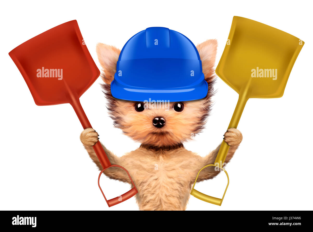 Funny dog with shovel Isolated on white Stock Photo - Alamy