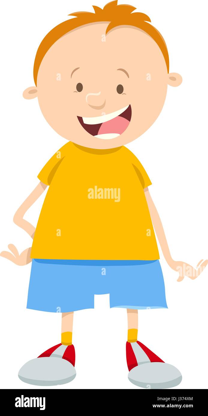 Cartoon Illustration of Cute Little Boy Kid Character Stock Vector ...