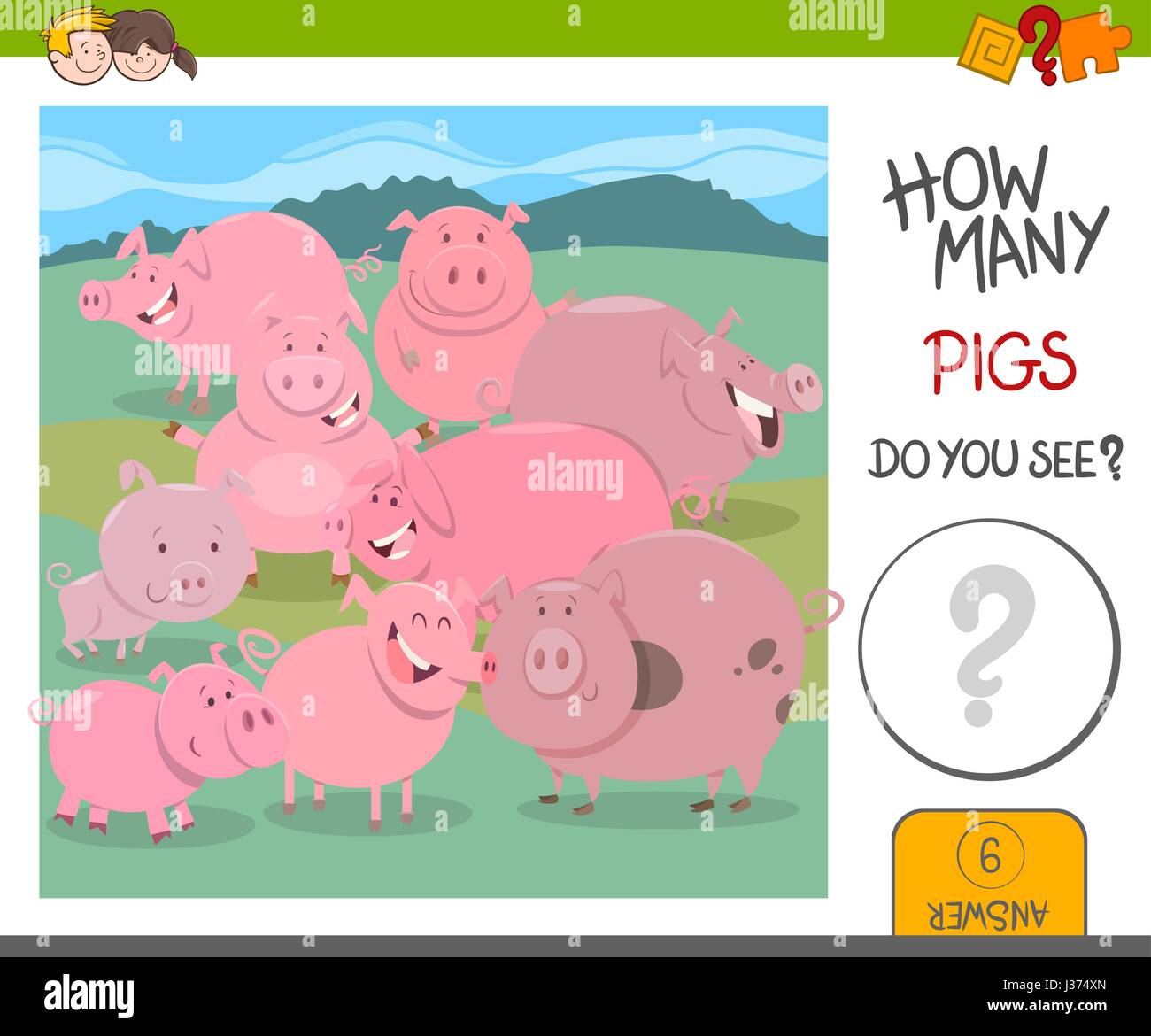 Cartoon Illustration of Educational Counting Activity for Kids with ...