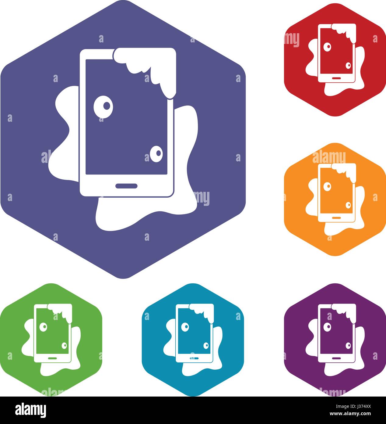 Wet phone icons set hexagon Stock Vector Image & Art - Alamy