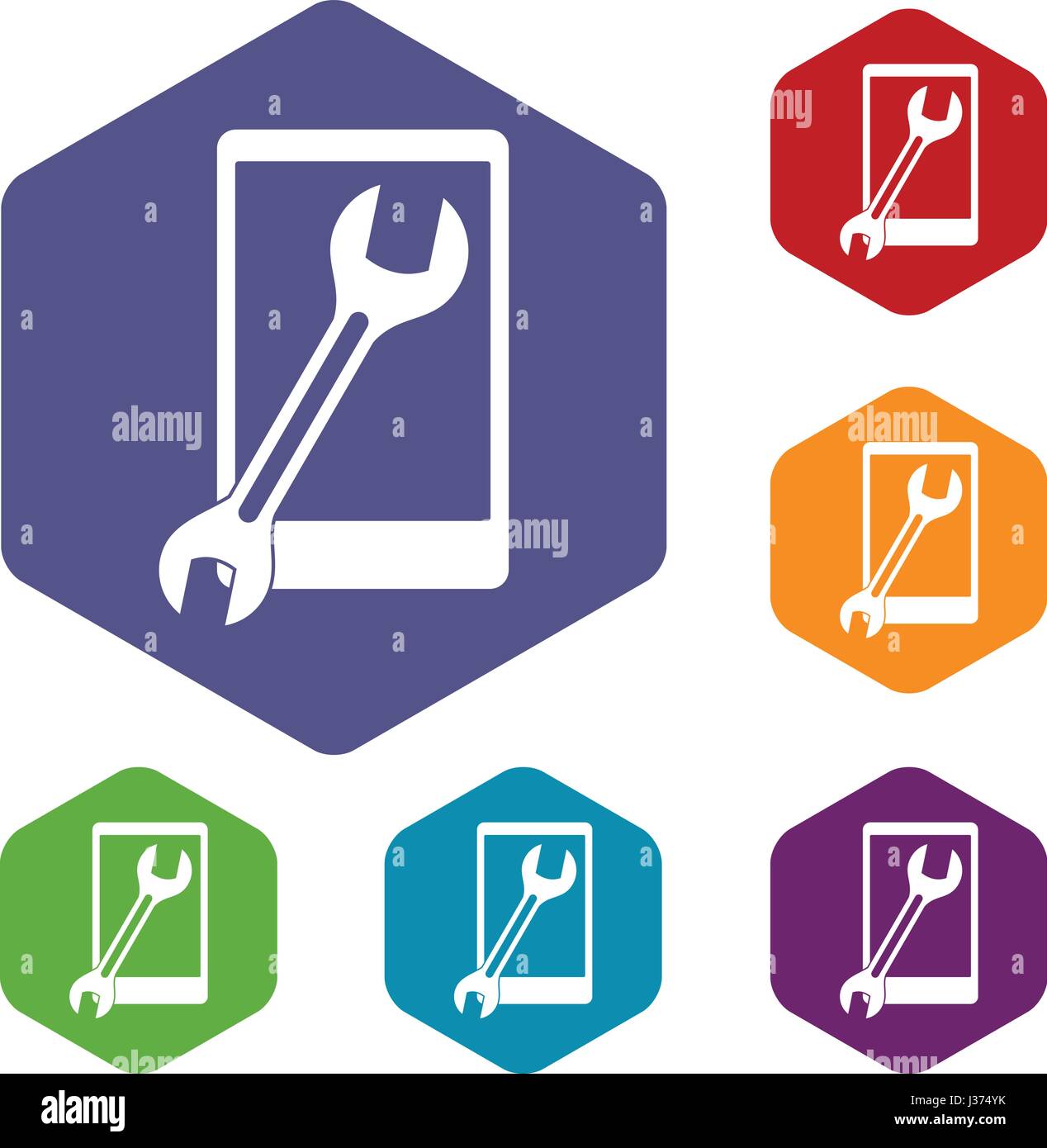 Repaired phone icons set hexagon Stock Vector Image & Art - Alamy