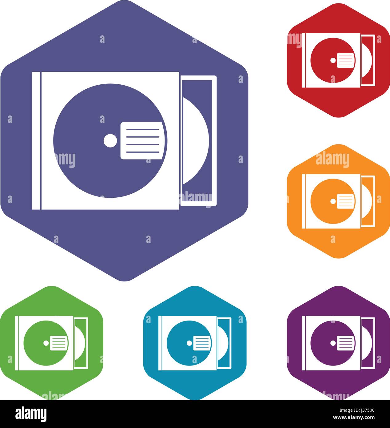 CD box with disc icons set hexagon Stock Vector Image & Art - Alamy