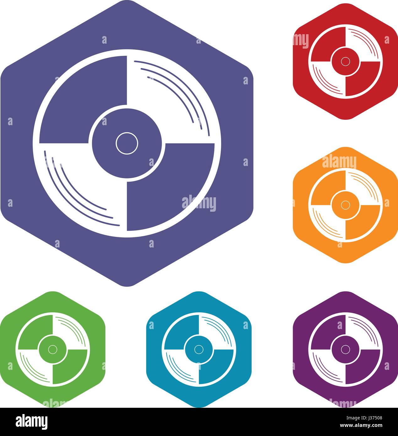 Vinyl record icons set hexagon Stock Vector Image & Art - Alamy