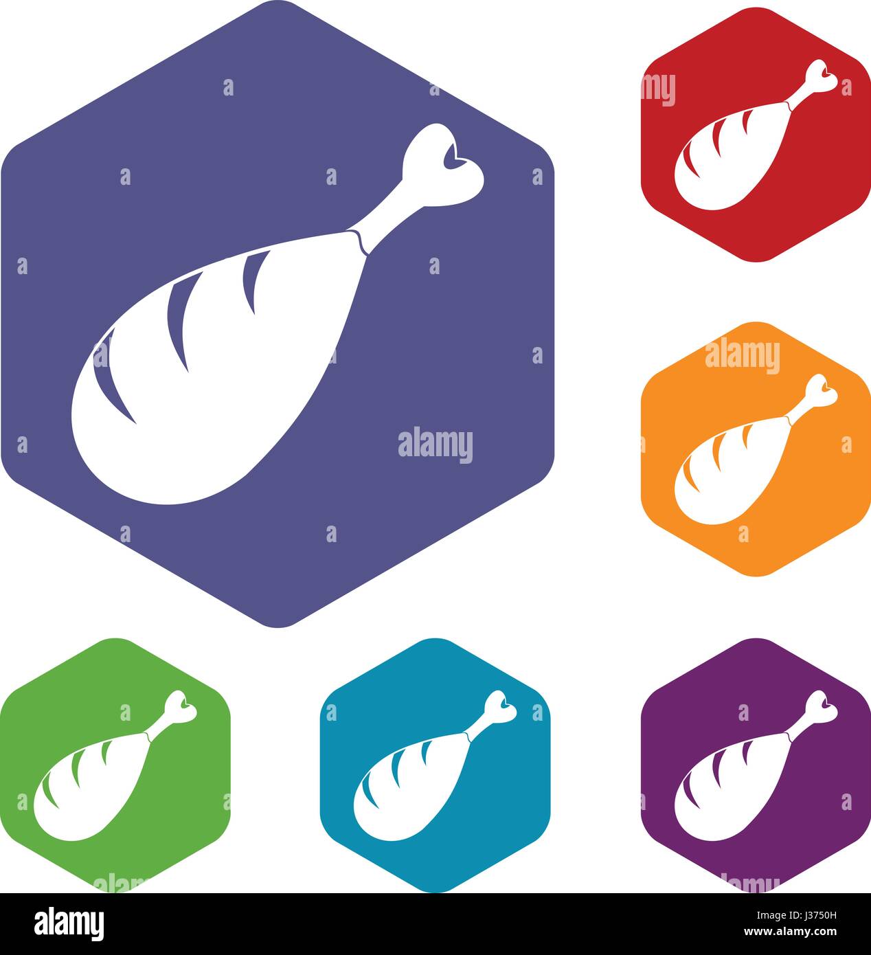 Meat on the bone icons set hexagon Stock Vector Image & Art - Alamy