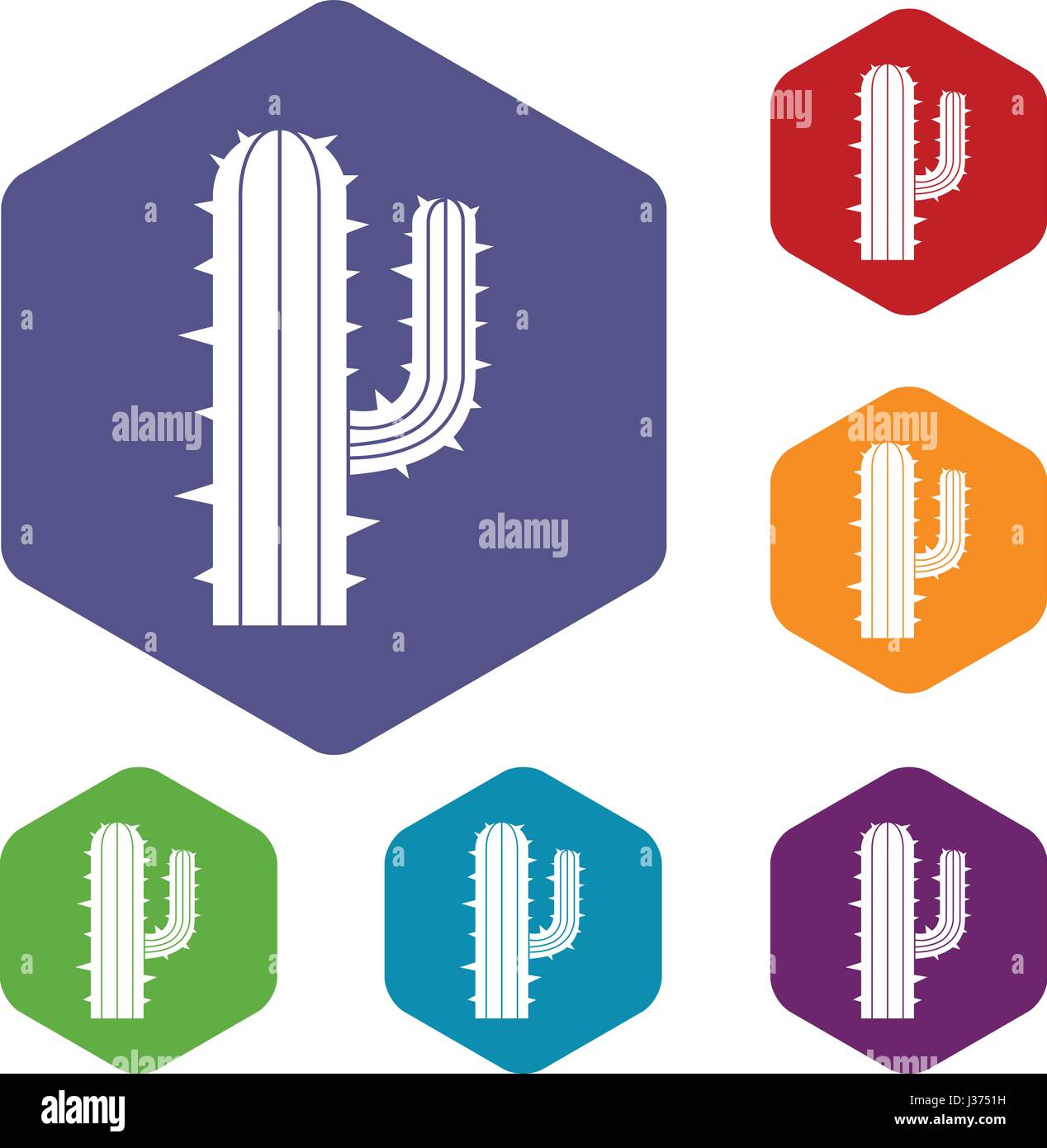Mexican cactus icons set hexagon Stock Vector Image & Art - Alamy