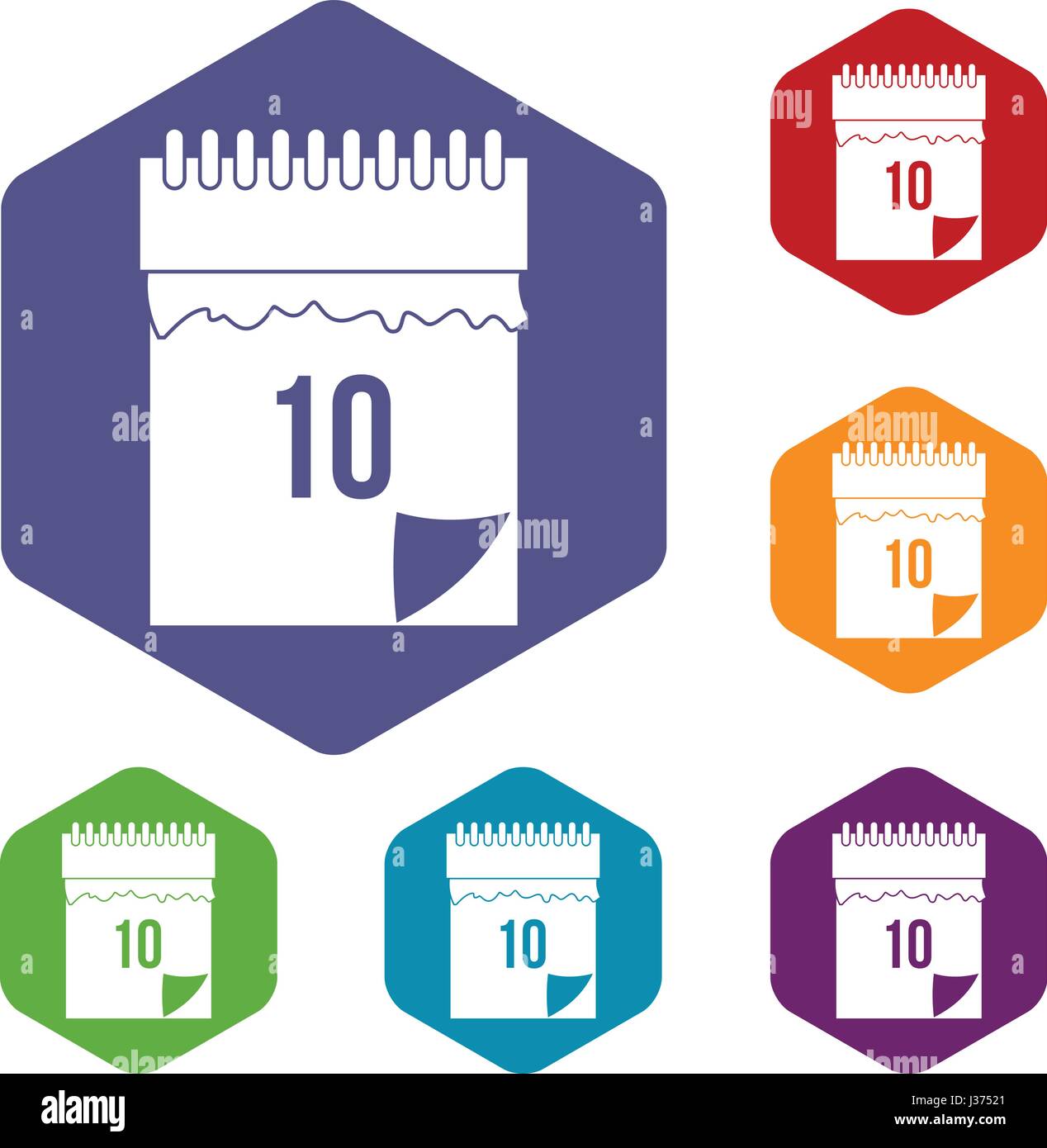 10 date calendar icons set hexagon Stock Vector Image & Art - Alamy