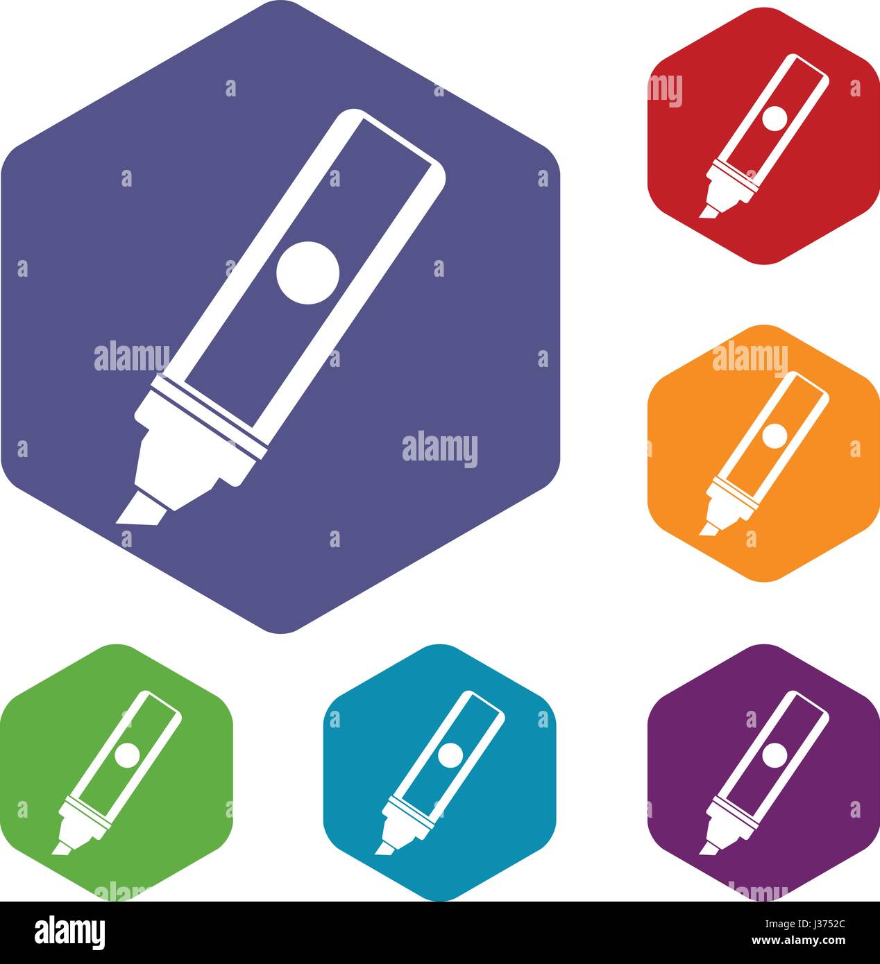 Permanent marker icons set hexagon Stock Vector Image & Art - Alamy