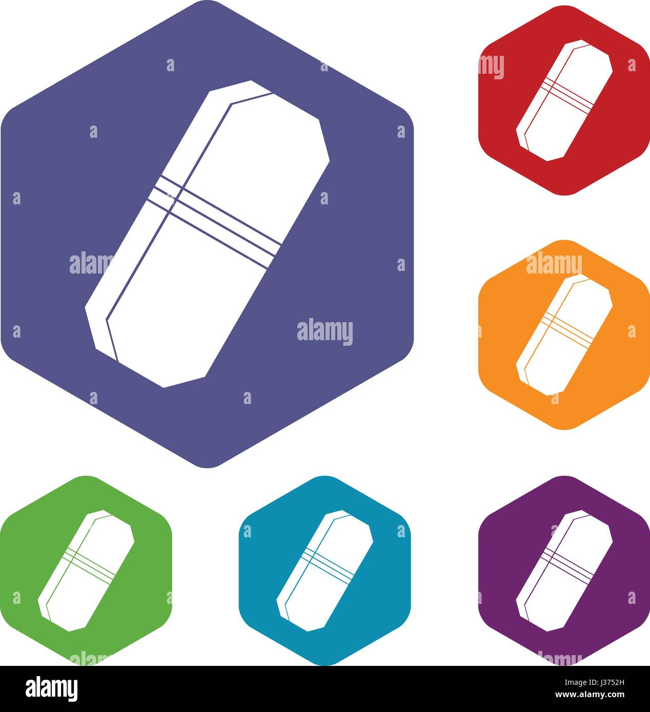 Pencil eraser icons set hexagon Stock Vector Image & Art - Alamy