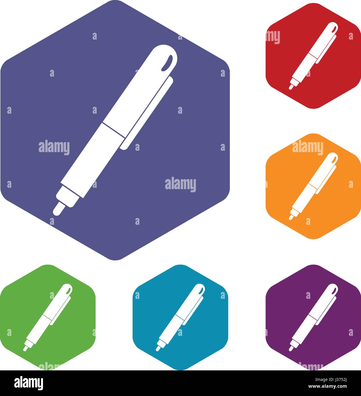 Marker pen icons set hexagon Stock Vector Image & Art - Alamy