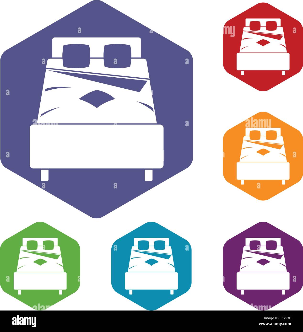 Bed icons set hexagon Stock Vector Image & Art - Alamy