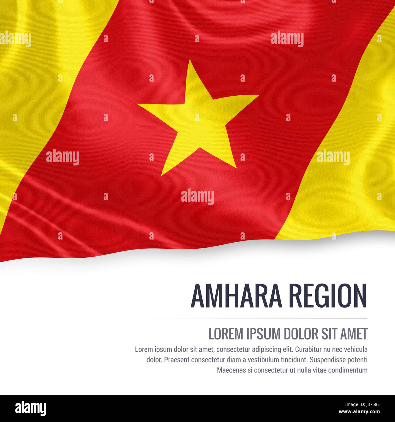 Amhara Region flag. Flag of Ethiopian state Amhara Region waving on an ...