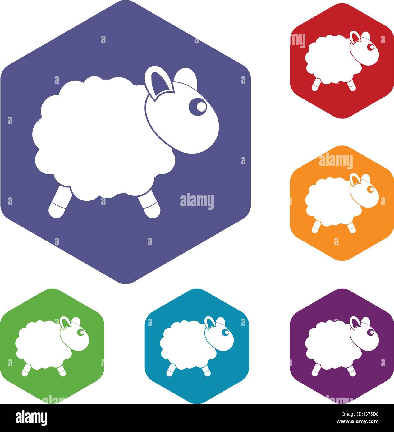 Sheep icons set hexagon Stock Vector Image & Art - Alamy