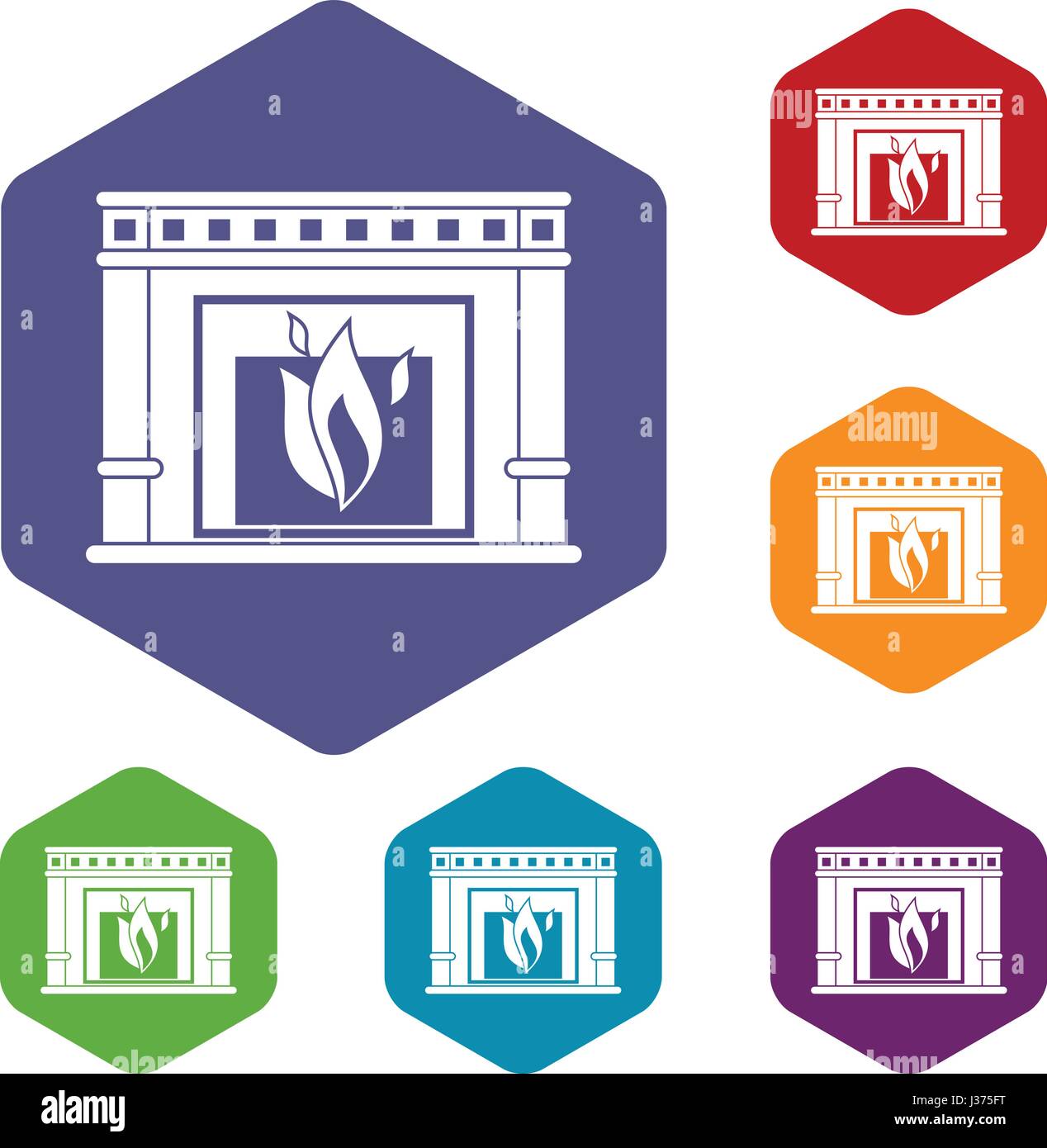 Electric fireplace icons set hexagon Stock Vector Image & Art - Alamy