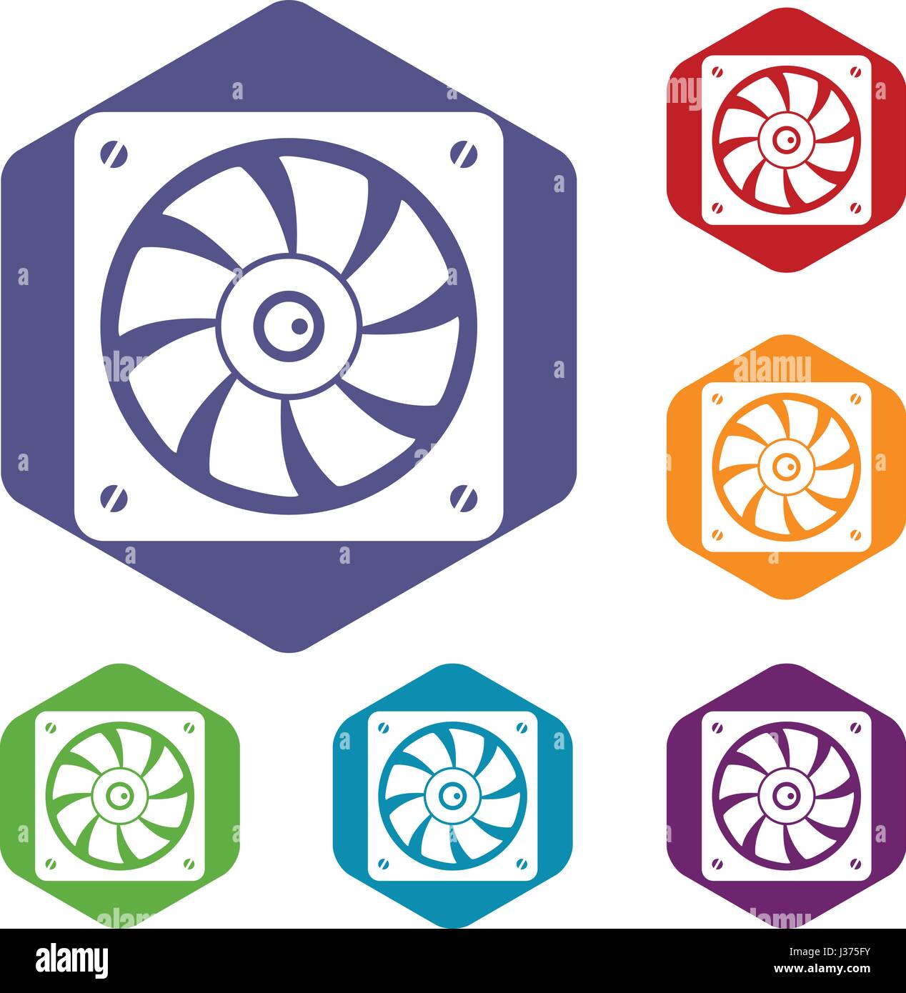 Computer fan icons set hexagon Stock Vector Image & Art - Alamy