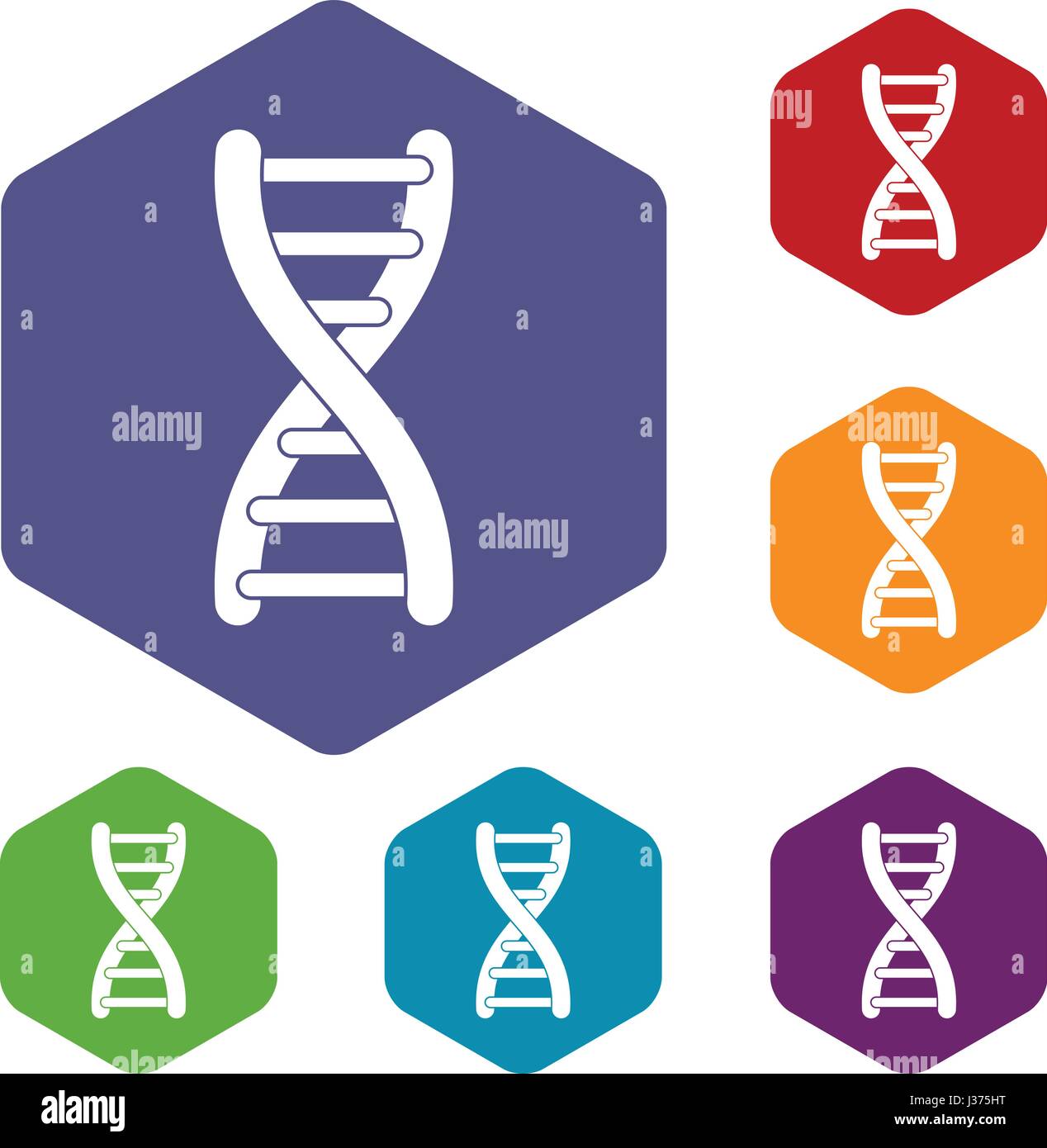 DNA strand icons set hexagon Stock Vector Image & Art - Alamy