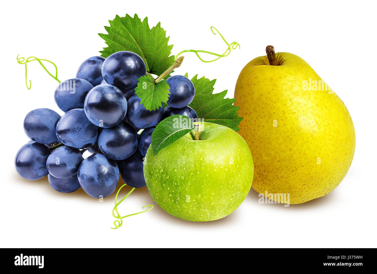 apples,grapes,pear isolated on white background Stock Photo - Alamy