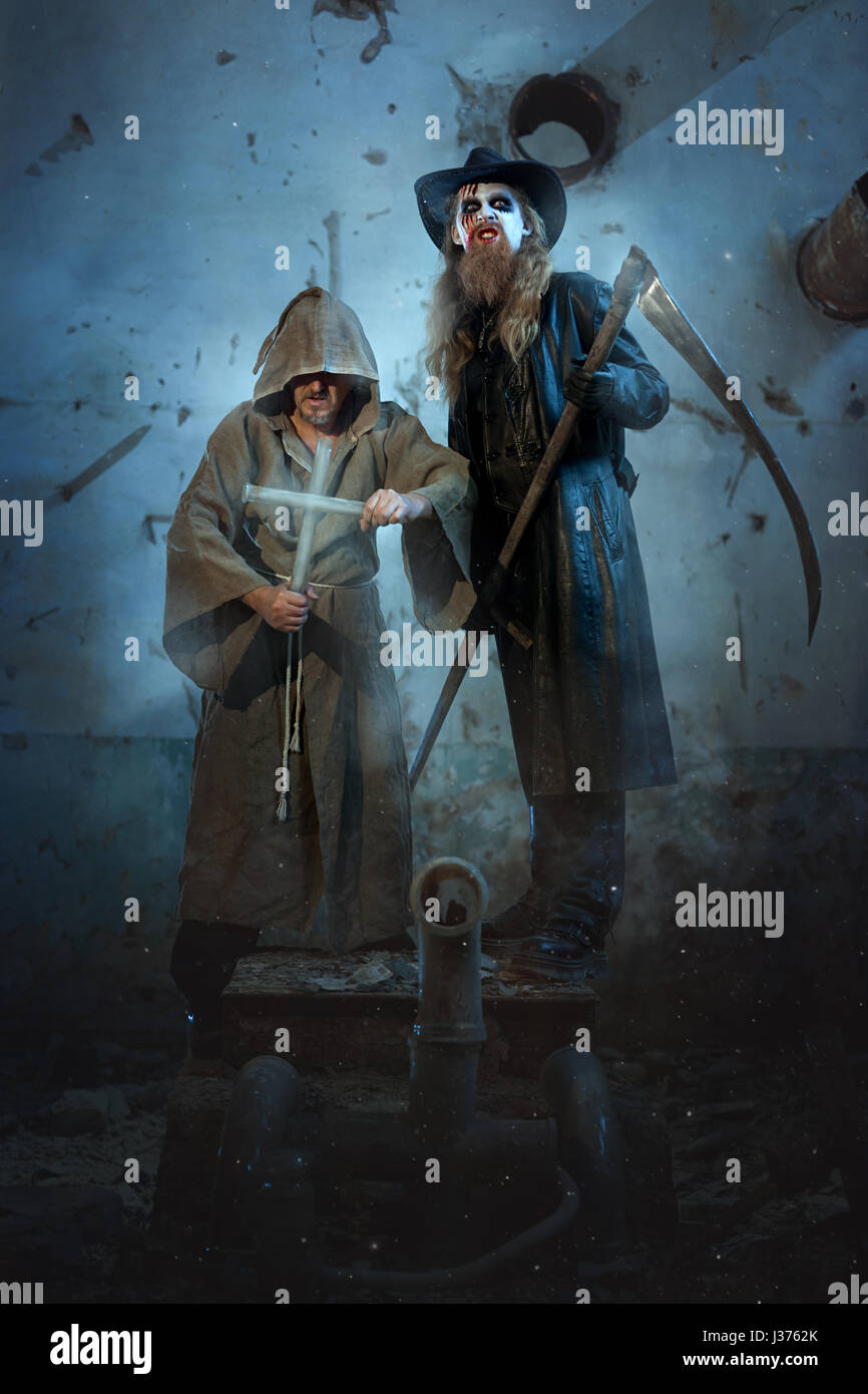 Two men look scary and horrible as the killer Stock Photo - Alamy