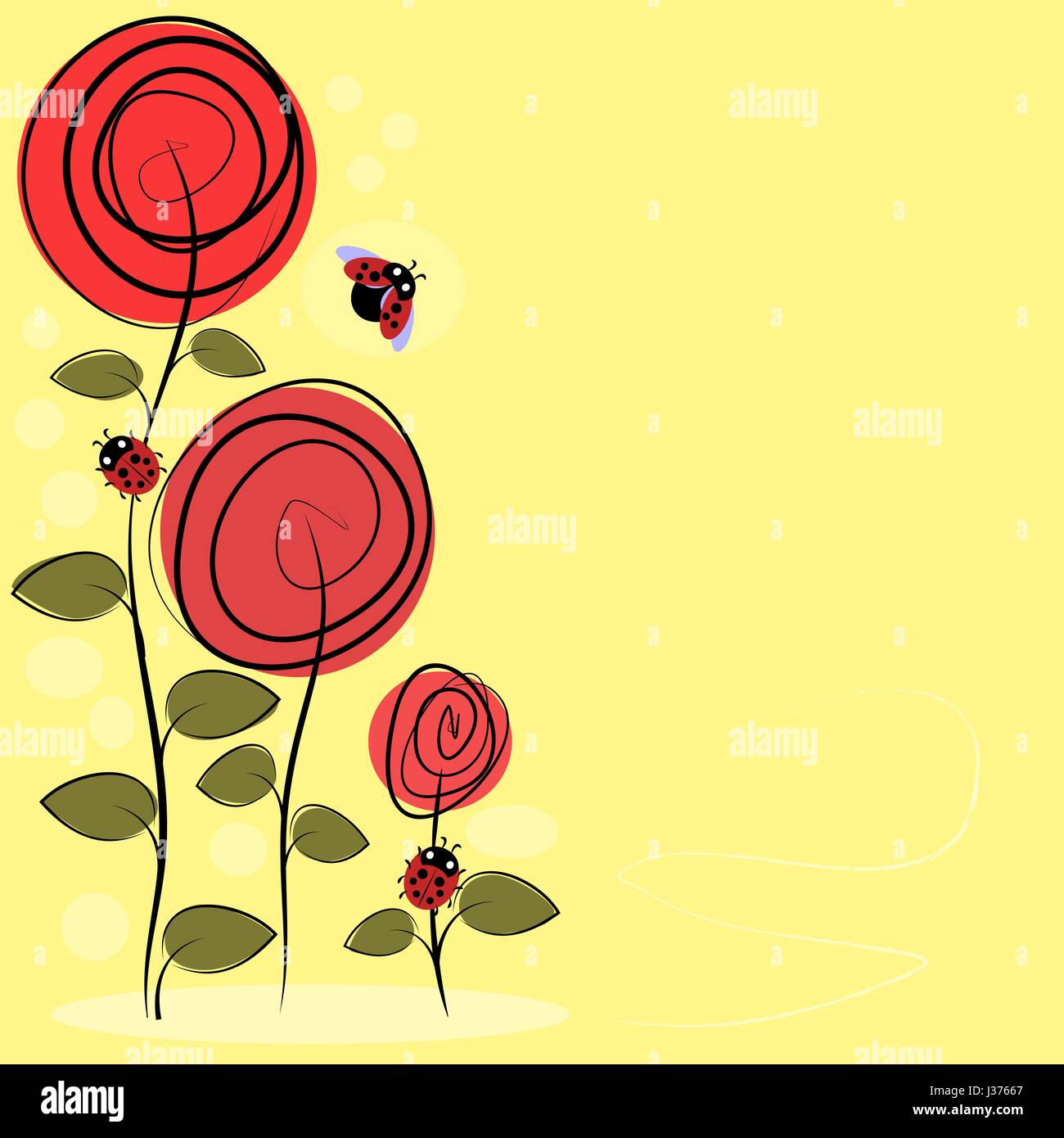 vector drawing with flowers and insects Stock Vector Image & Art - Alamy